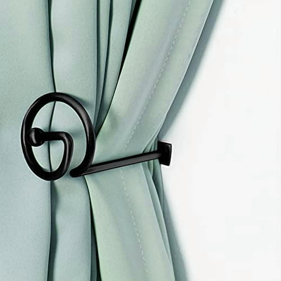 Curtain Hold Back Black Set of 4 for Wall, Curtain Tiebacks Pull Back ...