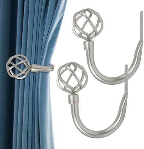 Curtain Holdbacks 2pcs, Solid Cast Iron Heavy Duty Curtain Tiebacks for ...