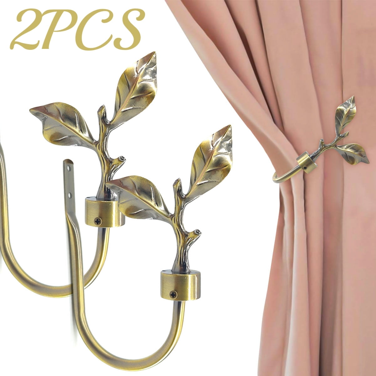 Kabuer Gold Brass Curtain Holdbacks Wall Hooks for Drapes, Tiebacks ...