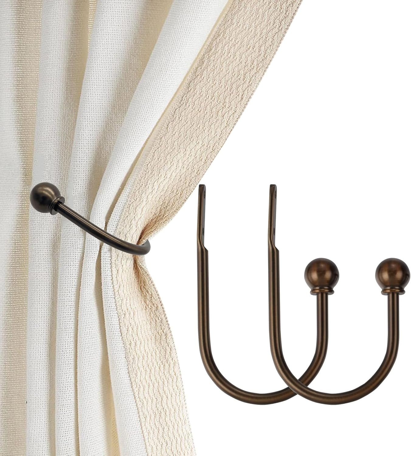 Curtain Holdbacks, Hooks, 2 PCS，Solid Steel Hooks, Decorative French ...