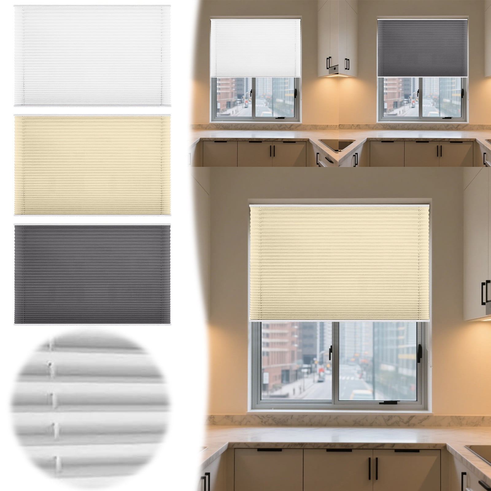 Curtain, Honeycomb Pleated Blind No Drilling Pleated Blind No Drilling ...