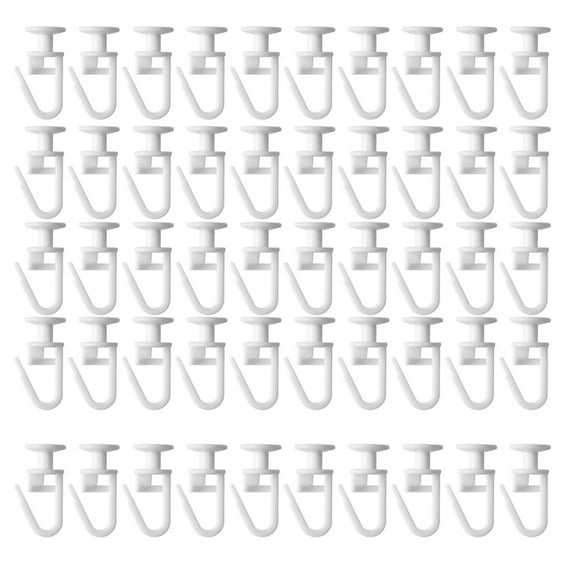 Curtain Hook Set 50Pieces Replacement White Track Gliders Lockable Hook ...