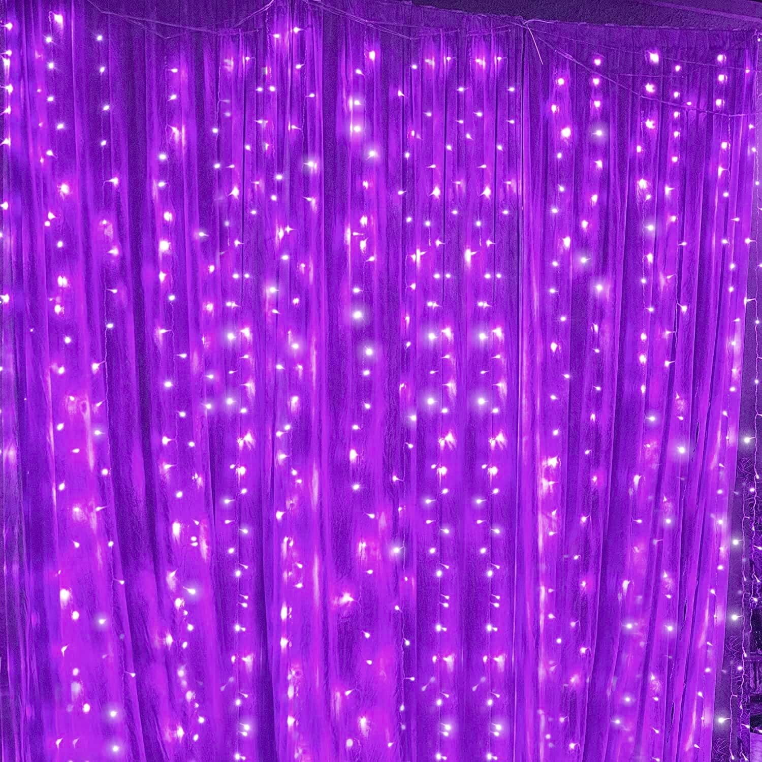 Curtain Lights- 19.7x9.8ft 600 LED Window Curtain String Light, 8 Modes Timer Waterproof, 31V ...