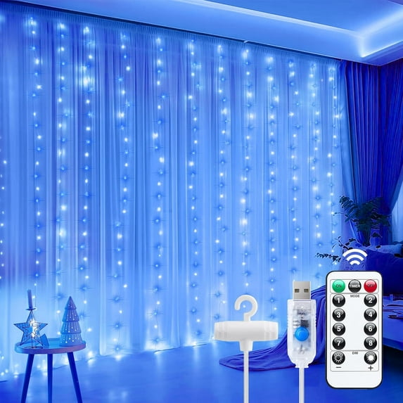 Curtain Lights, 300 LED Dimmable Fairy Lights Twinkle Lights with ...