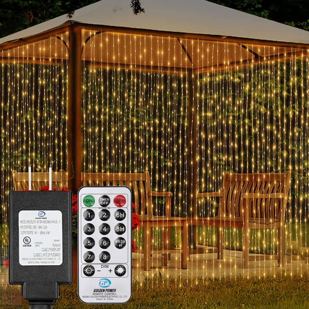 Solhice Curtain Lights, 600 LED 20'x10', Waterproof String Lights with ...