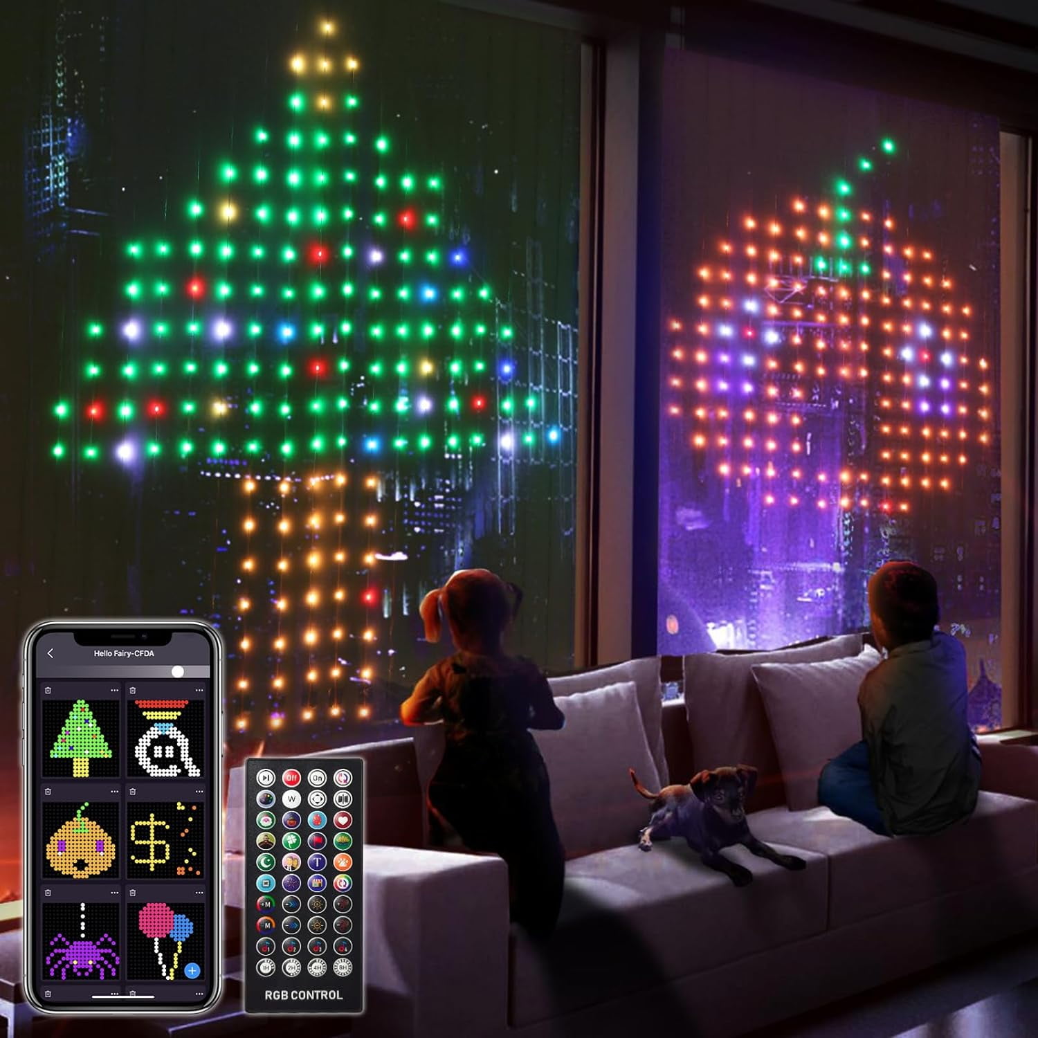 Curtain Lights Year Round Lights, Programmable & Music-Sync Animated ...