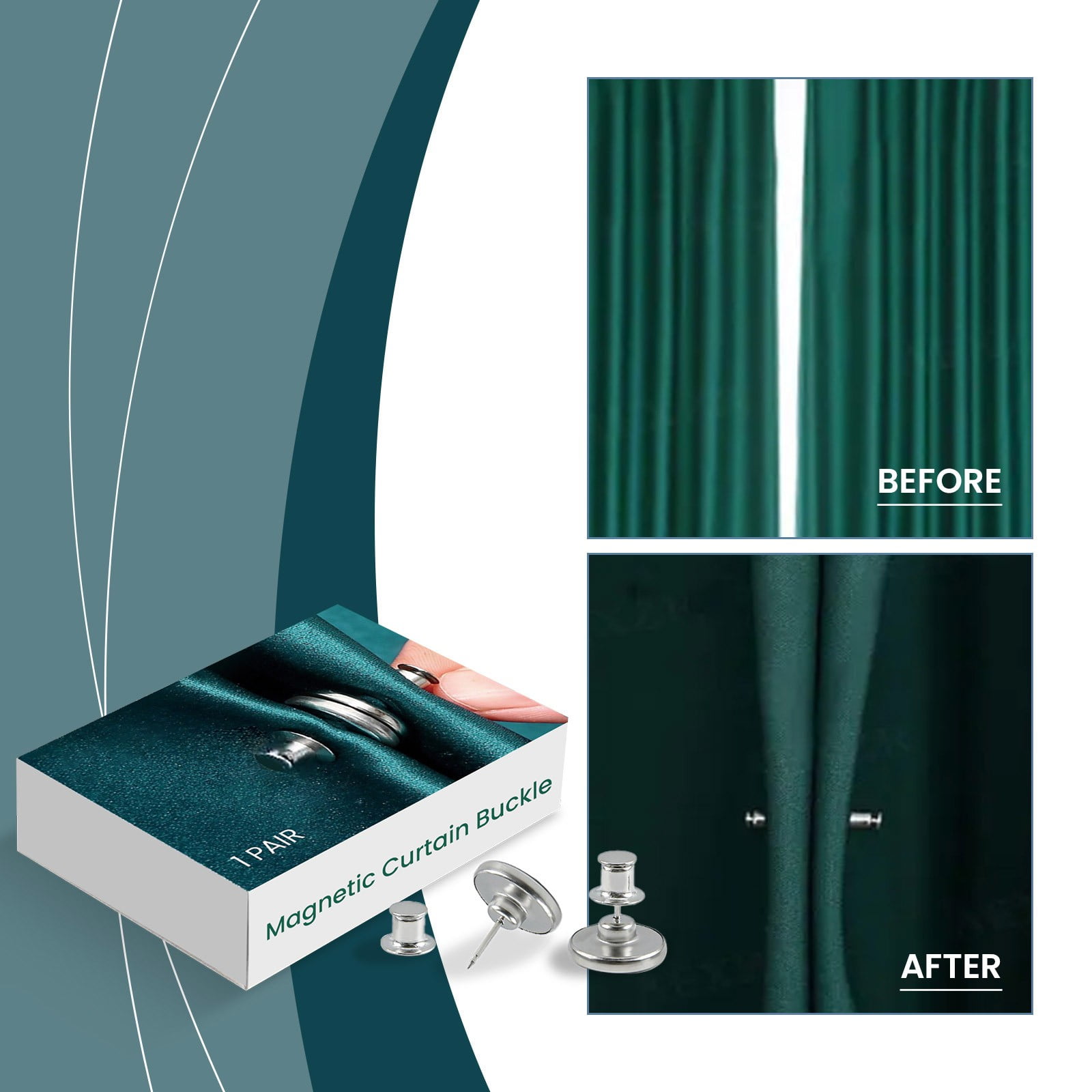 Curtain Magnets, 5Pairs Curtain Magnets Closure with 5Pairs Self ...