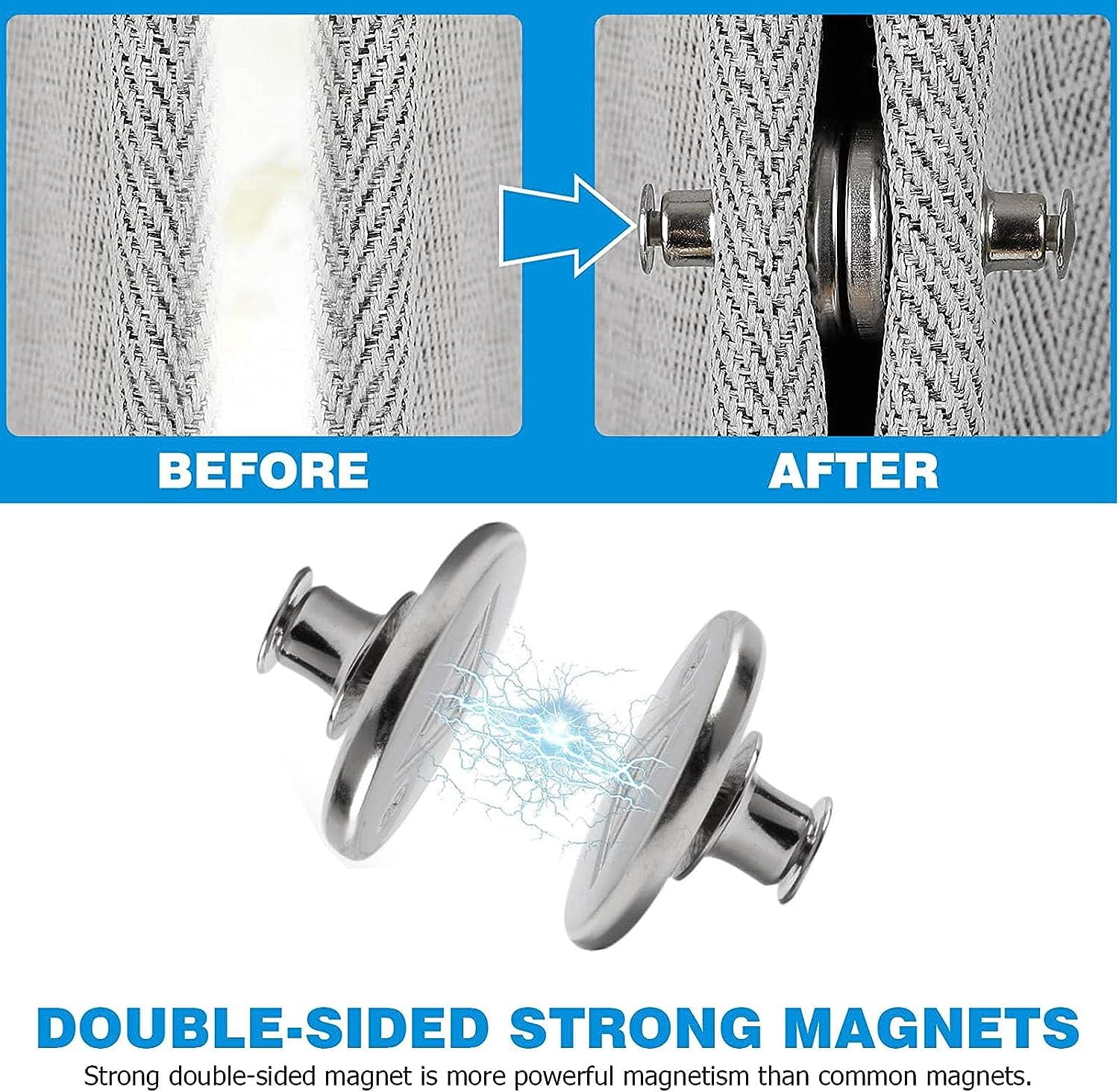 Curtain Magnets, 6 Pairs Magnetic Curtain Button, Round Curtain Magnets ...