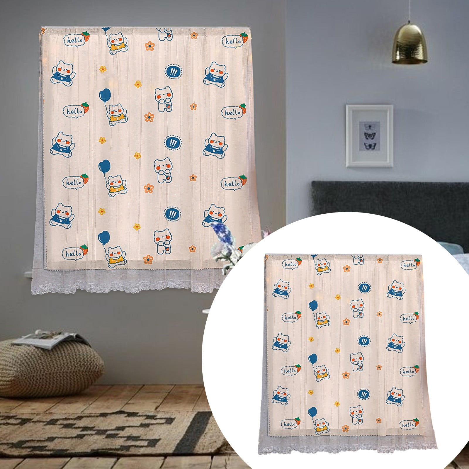 Curtain,No Punching With Yarn Curtain Translucent Impervious To People ...