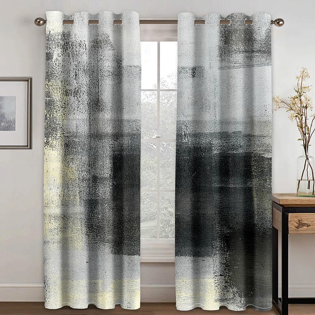 Curtain Panels Abstract Paint Art Graffiti Window Curtain 2pc Thin ...