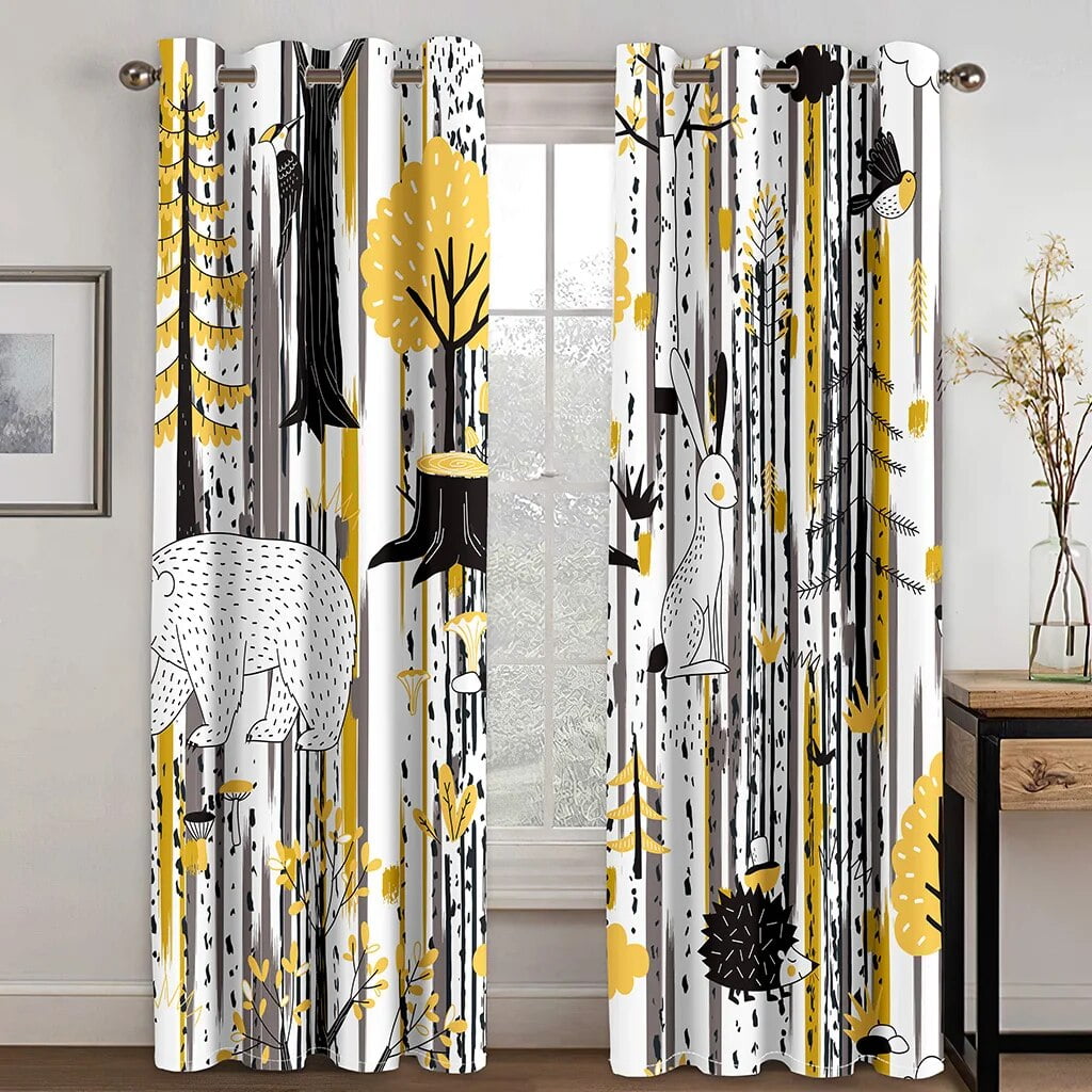 Curtain Panels Abstract Paint Art Graffiti Window Curtain 2pc Thin ...