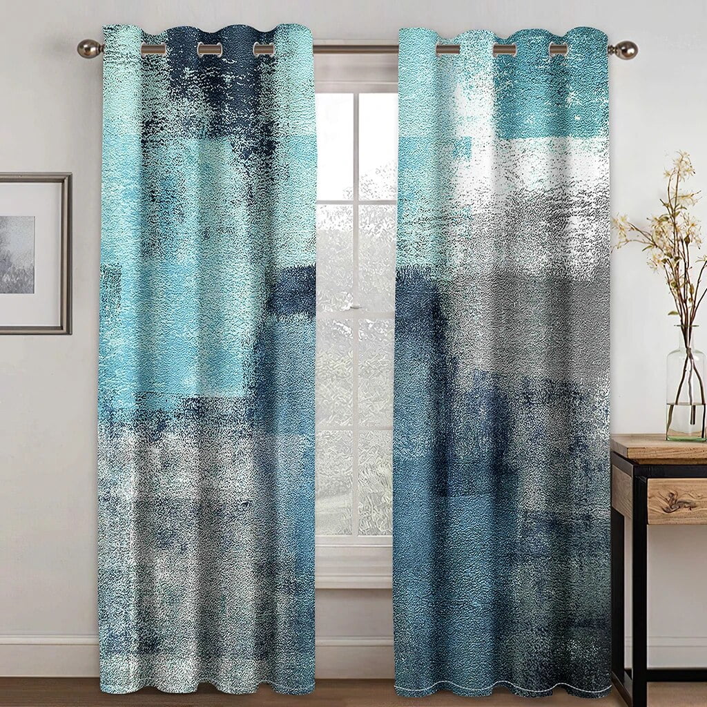 Curtain Panels Abstract Paint Art Graffiti Window Curtain 2pc Thin ...