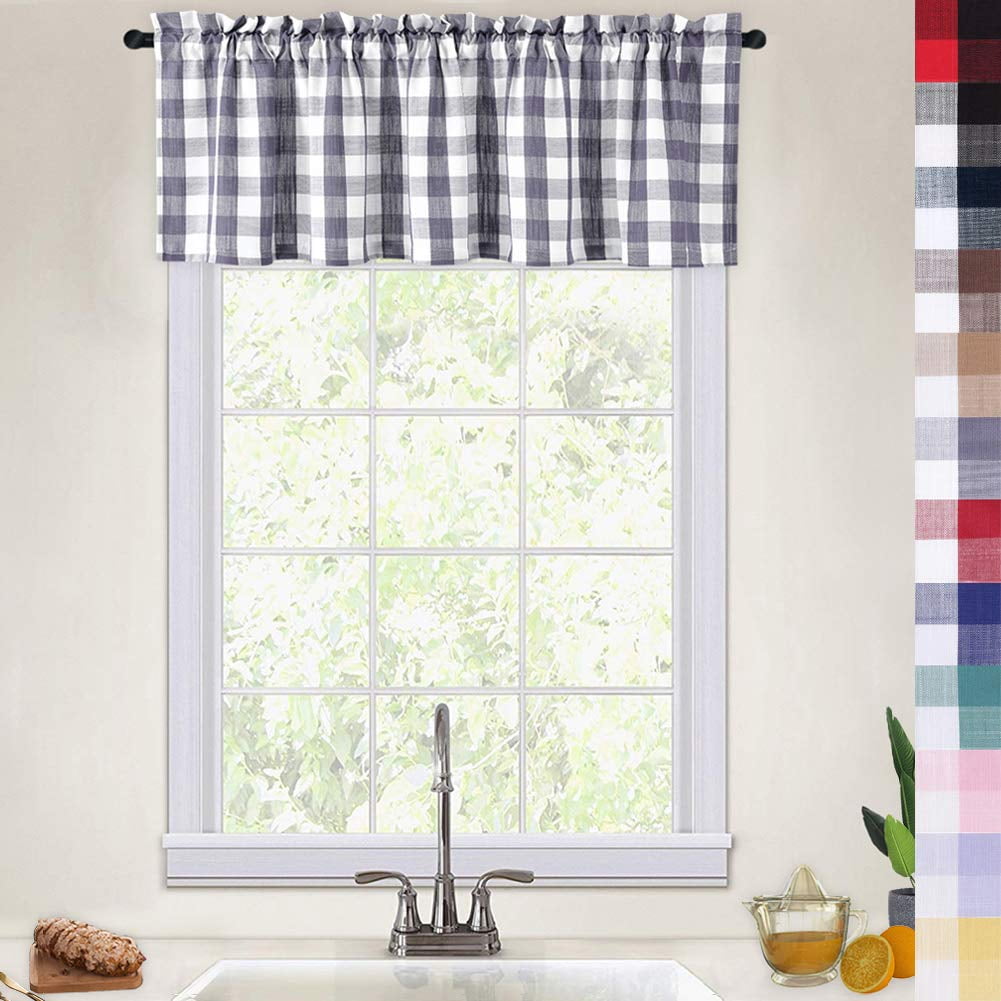 Buffalo Plaid Gingham Curtain Valance for Kitchen/Bathroom, 52x15 ...