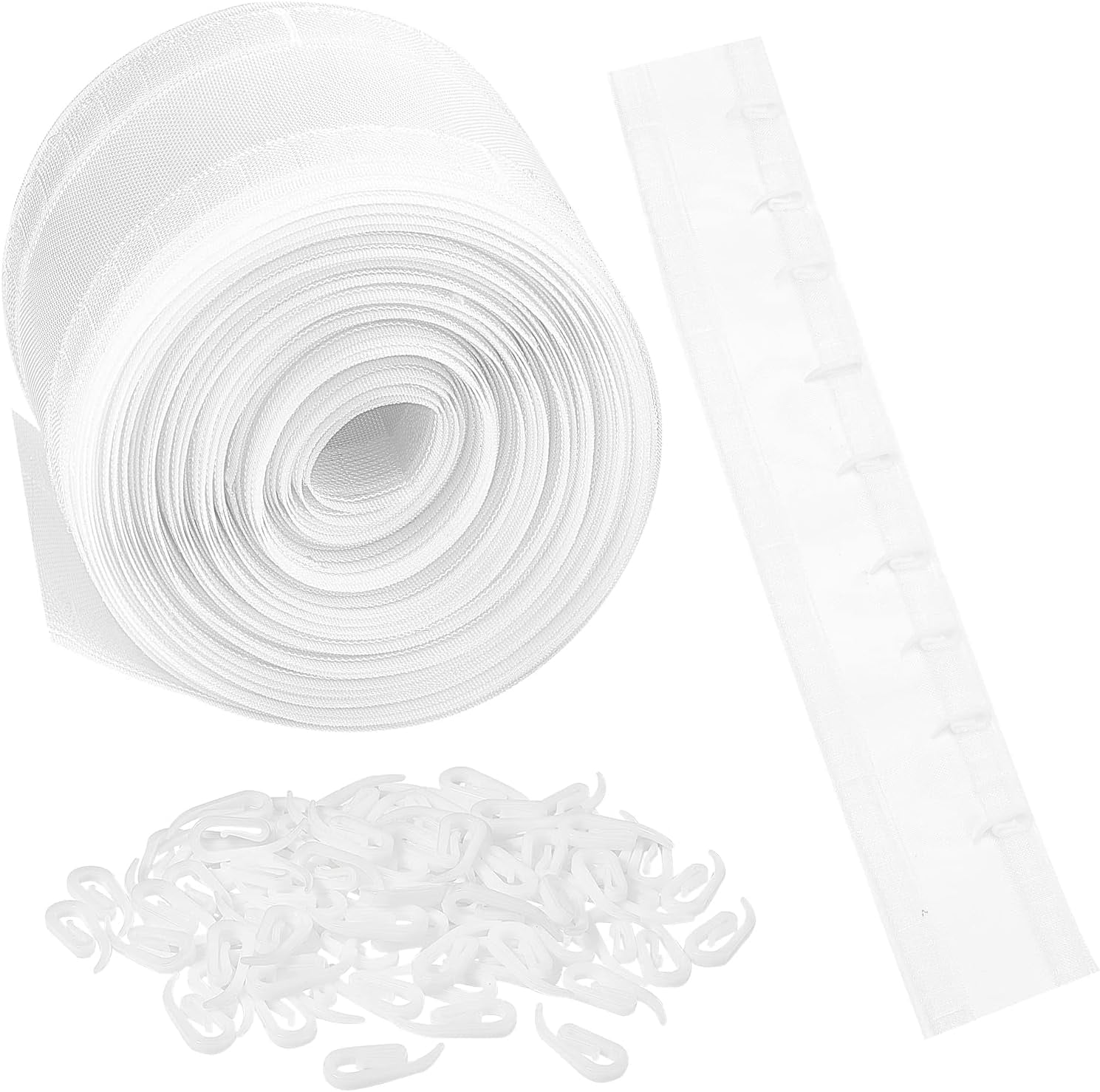 Curtain Pleat Tape Drapery Header Tape with 100 Pcs Hooks Curtain ...