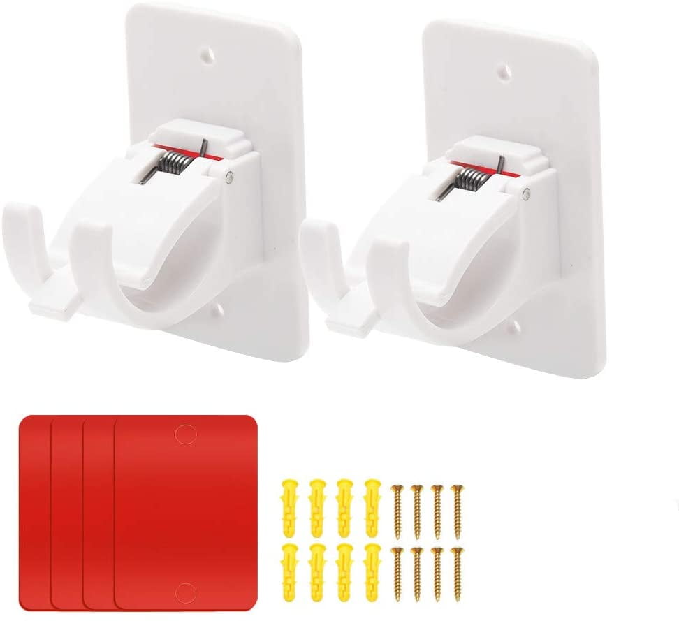 Curtain Pole Bracket, 2/4pcs Universal Self-Adhesive Wall Mount Curtain ...