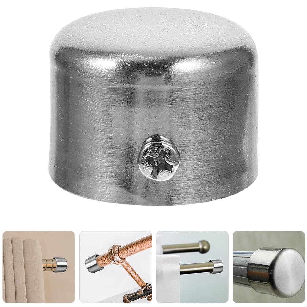 Amosfun End Cap Finials for Curtain Rods Silver 1Pcs 1.30X1.30X0.90In ...