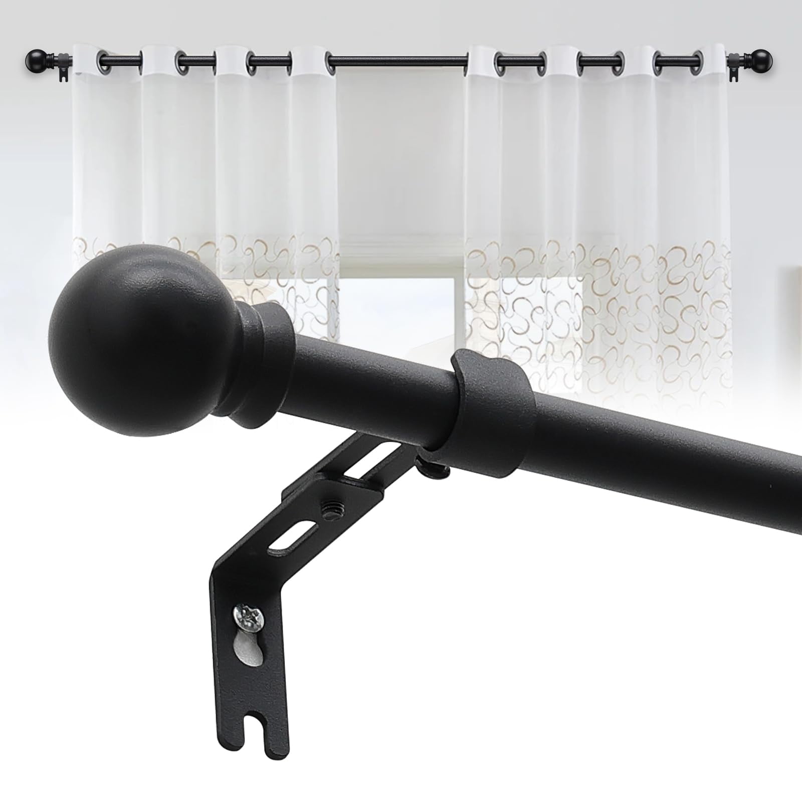 Yeyebest Black Curtain Poles 28 to 64 inch, 5/8 Inch Diameter ...