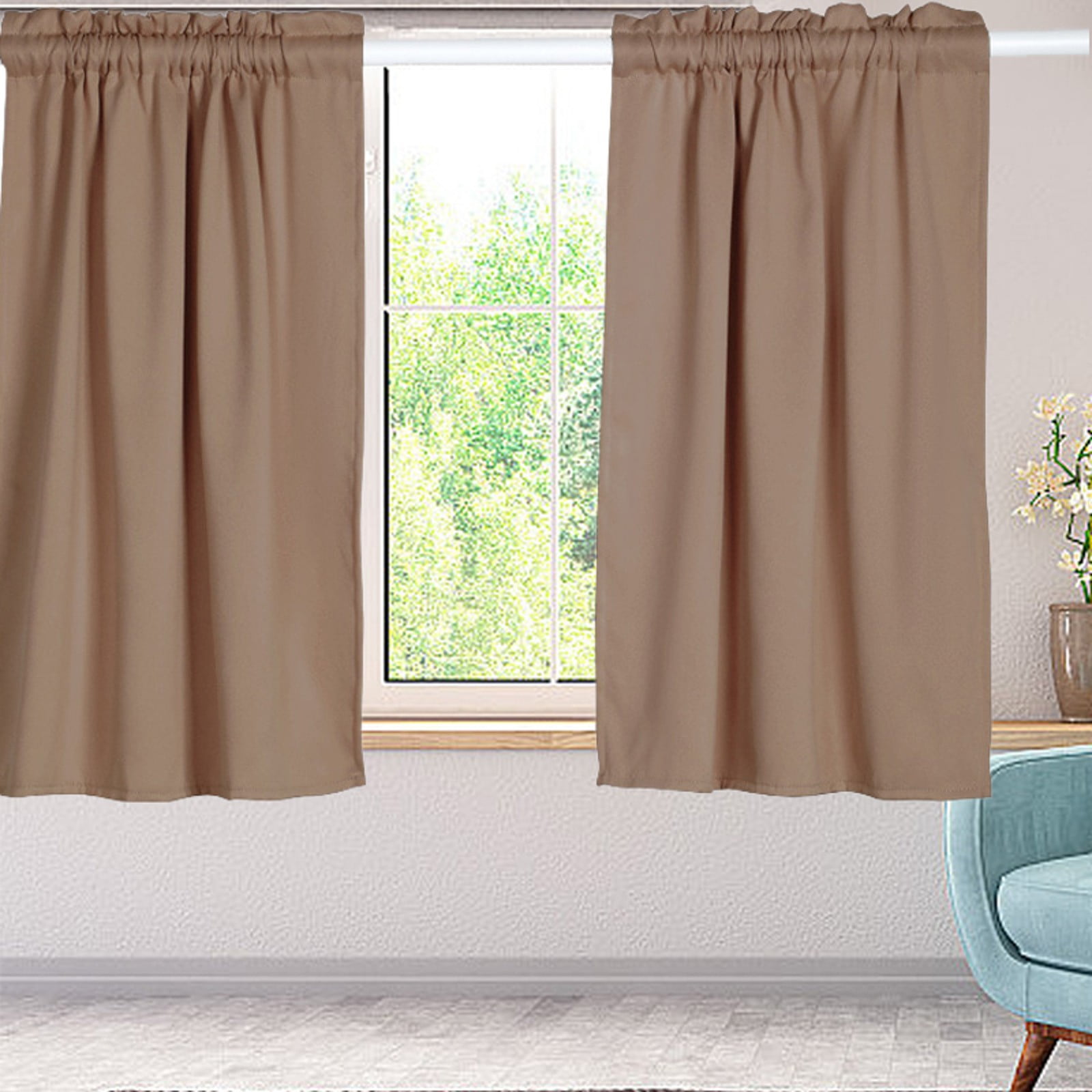 Curtain Pure Pigment Color Rod Short Small Border Curtain for Elegant ...