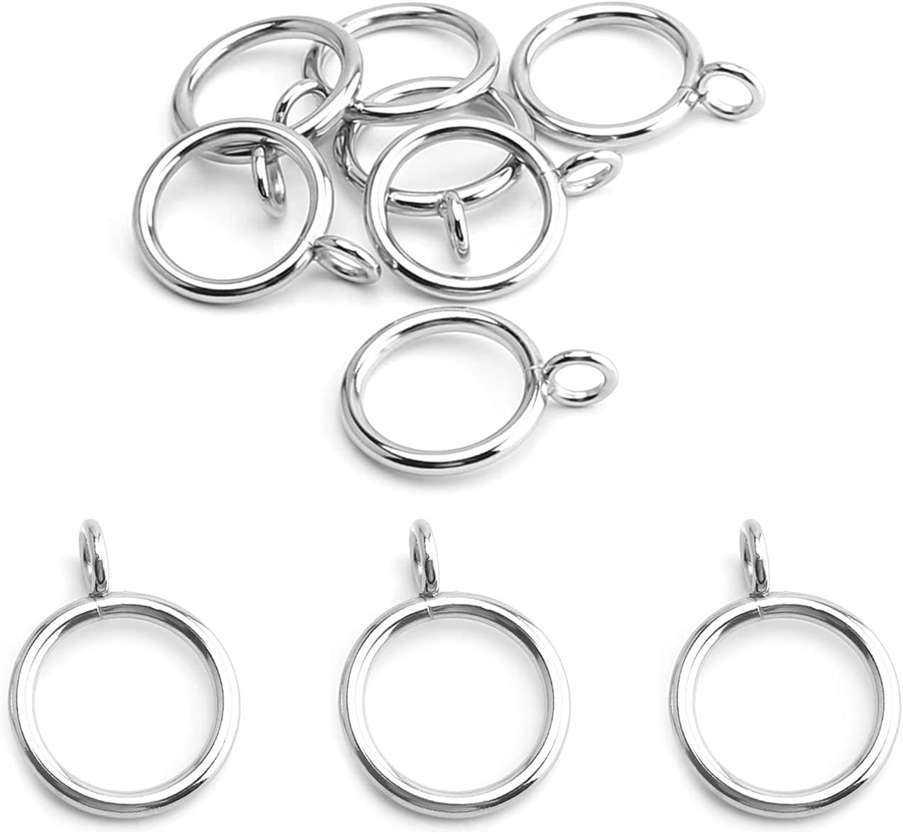 Curtain Rings with Eyelets, 1 Inch Metal Silver Curtain Rings 25mm ...