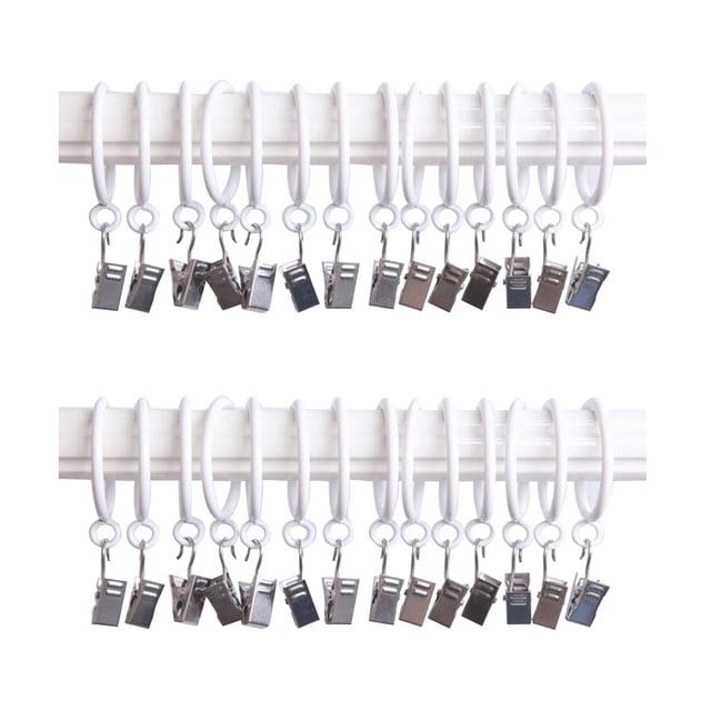 Curtain Rings Roman Pole Hook Type White Accessories Clips Buckle Metal ...