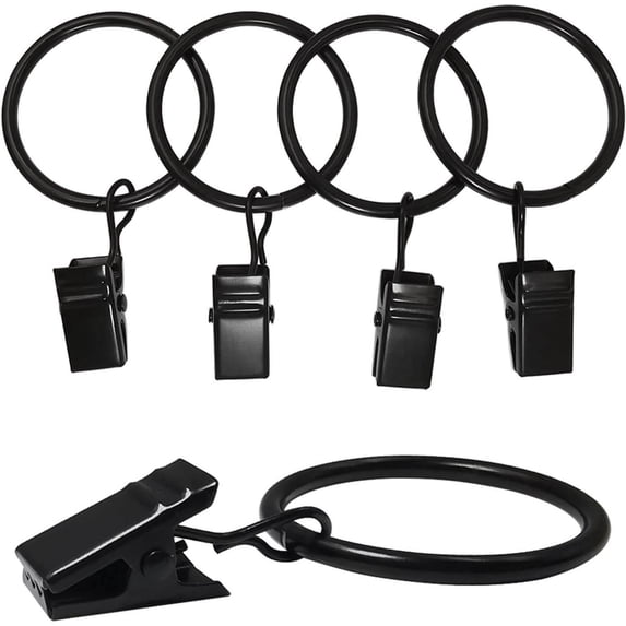 Curtain Rings with Clips, Drapery Clips with Rings, Black - Walmart.com