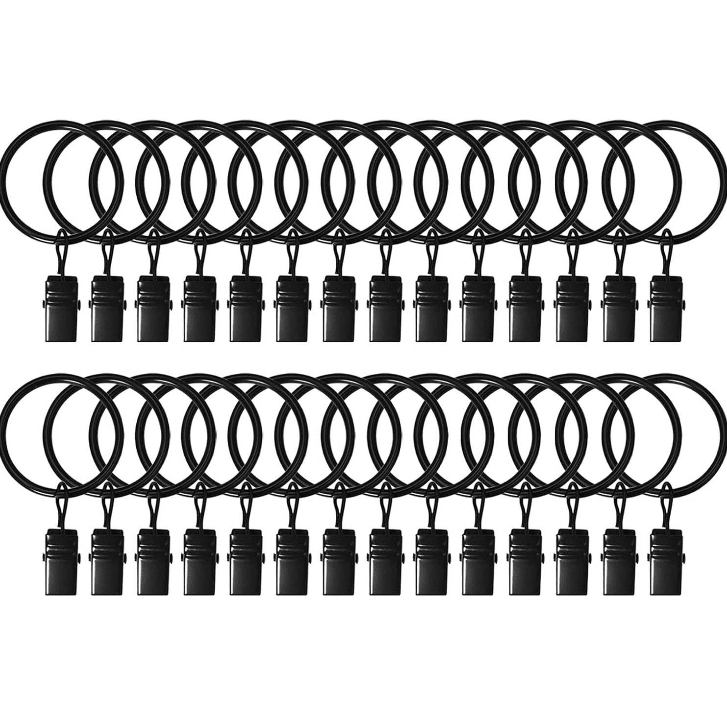 Curtain Rings with Clips, Metal Drapery Ring with Clips Compatible with ...