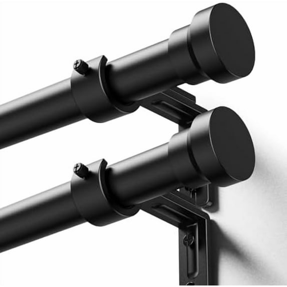 Curtain Rod 2 Pack 32-58 Inch, Heavy Duty 1 Inch Curtain Rod, Black ...