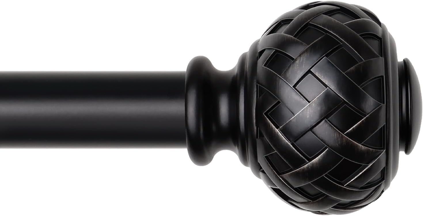 Curtain Rod 32 to 120 Inches, Black 7/8 Adjustable Curtain Rods for ...