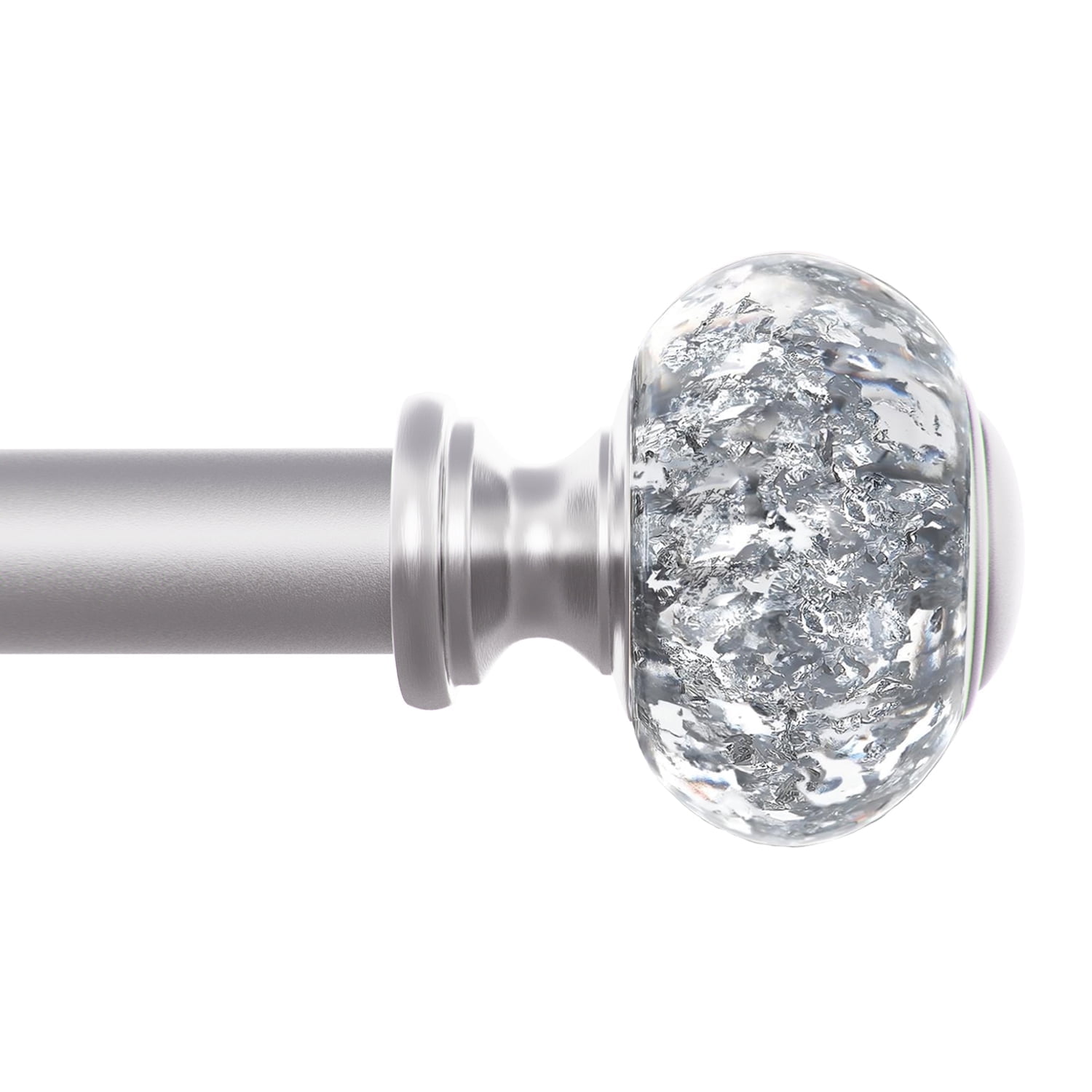 Curtain Rod 72"-144" for windows 1 Pack with Translucent Round Finials ...