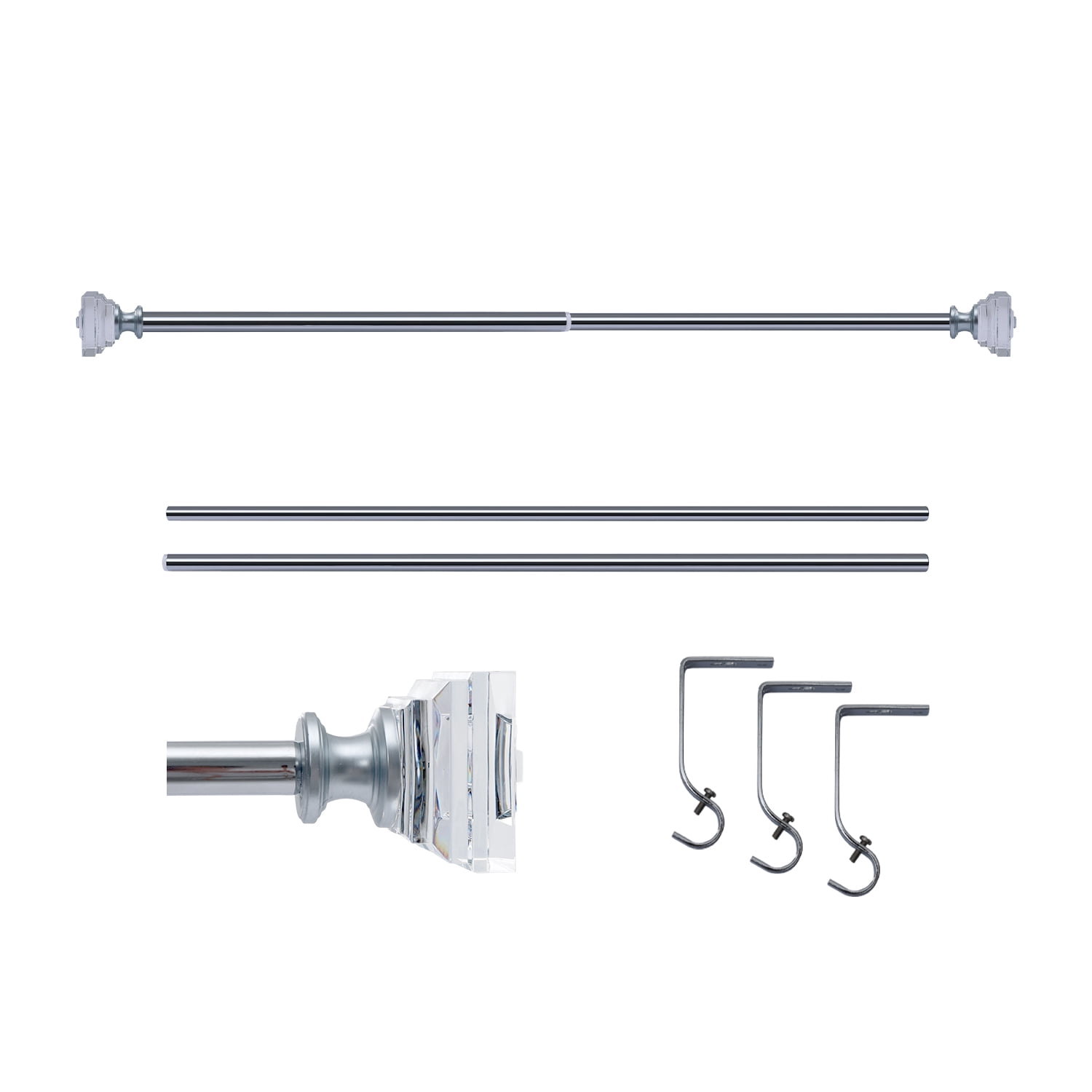 Curtain Rod Adjustable Window Drapery Rods with clear acrylic ...