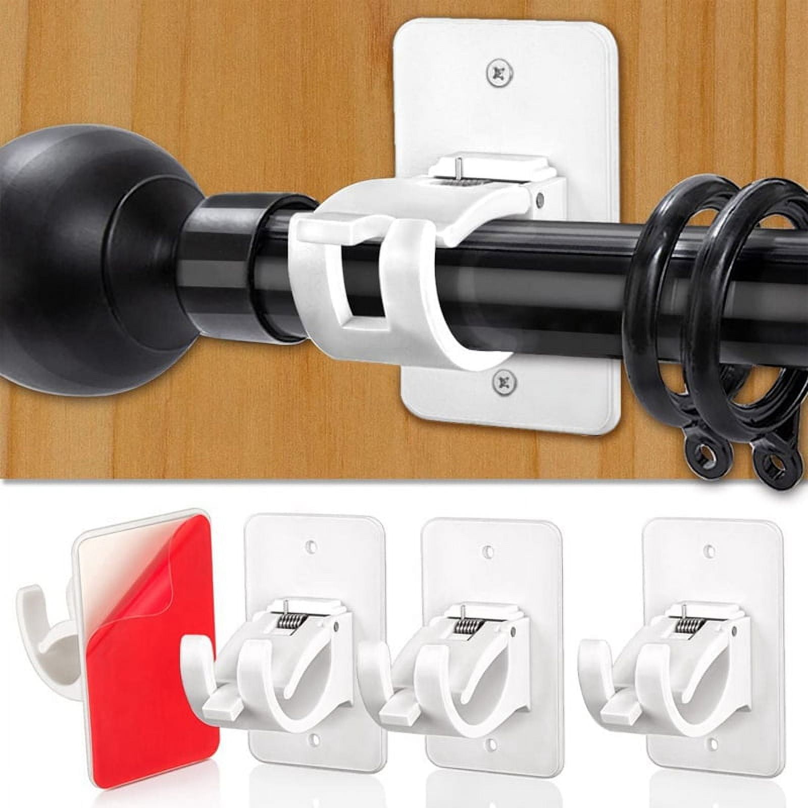 Curtain Rod Bracket 4PCS,Crossbar Hook,Wall Mount Hooks Drapery Pole ...