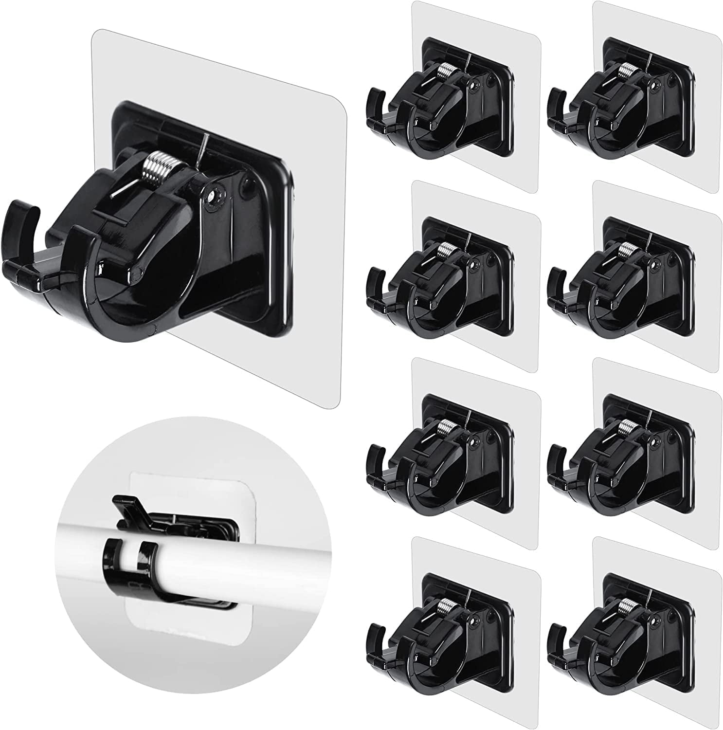 AOMWXENN 8pcs Self-Adhesive Curtain Rod Brackets, Adjustable Wall Hooks ...
