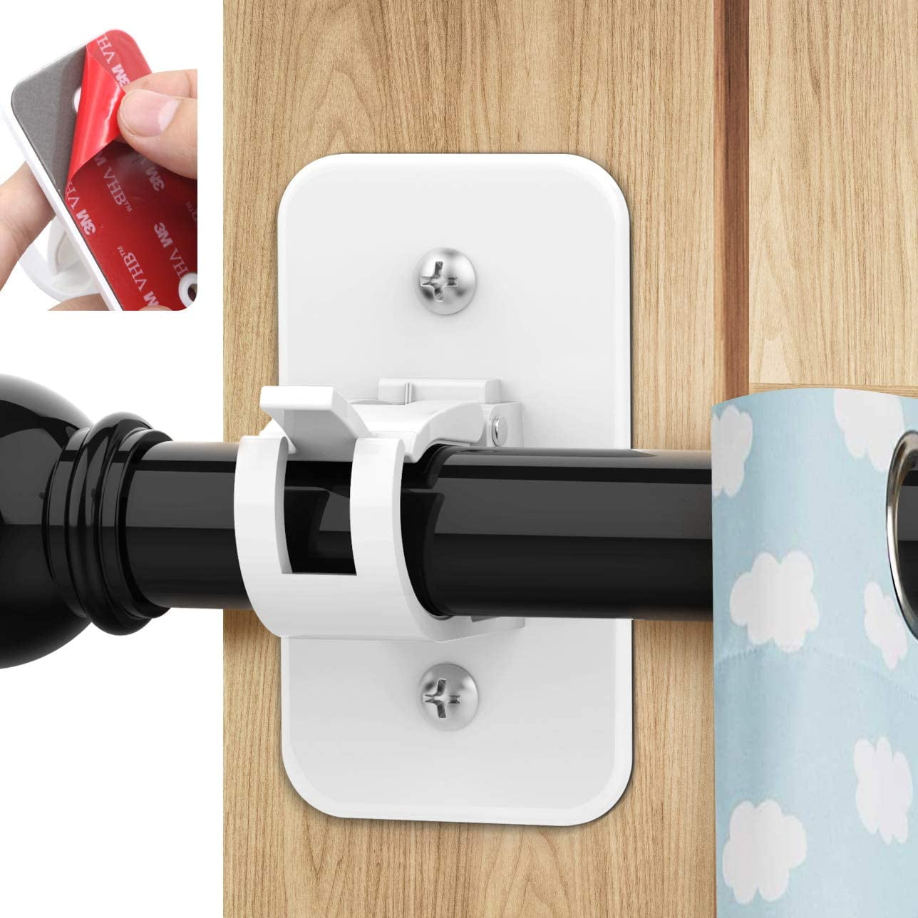 Curtain Rod Bracket Holder, Universal Plastic Self-Adhesive Wall Mount ...