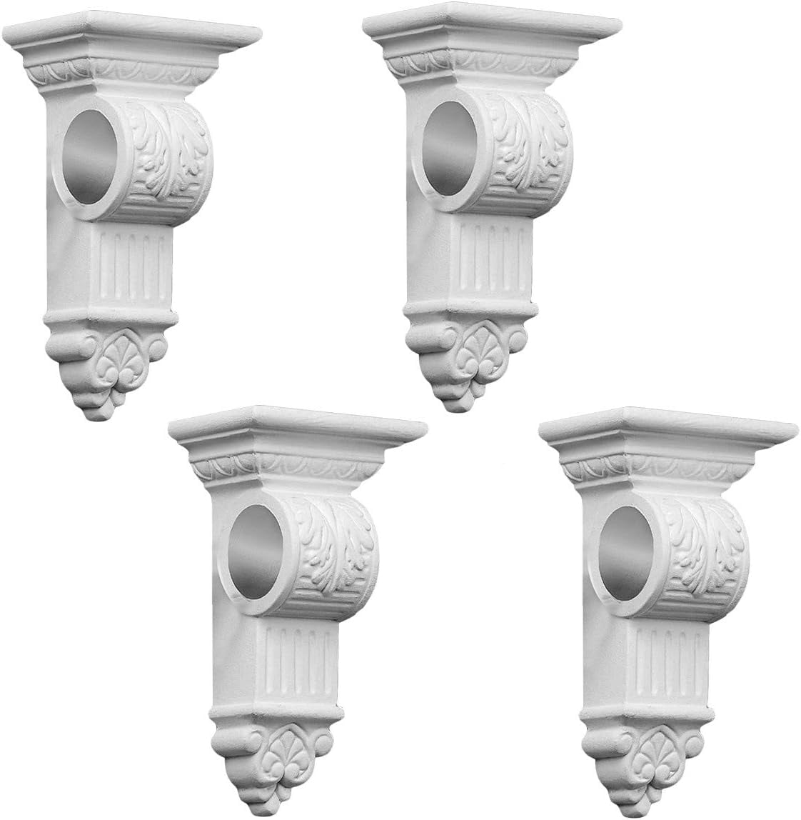 Curtain Rod Brackets 10.6" X 6" White Urethane Curtain Rod Holders Pack ...
