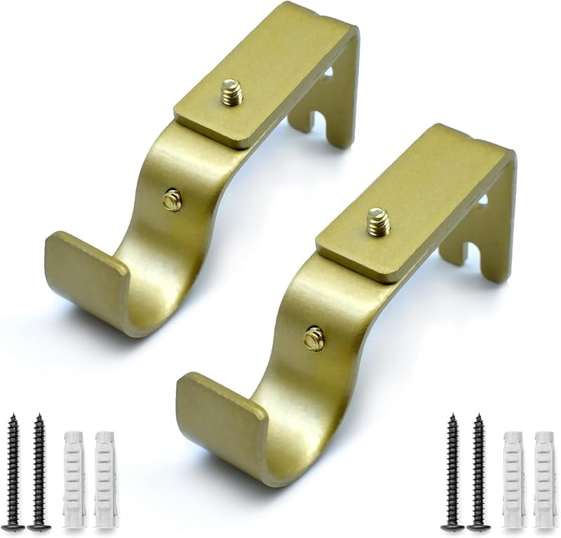 Curtain Rod Brackets Adjustable, 3 Pack Premium Rod Brackets for Wall ...