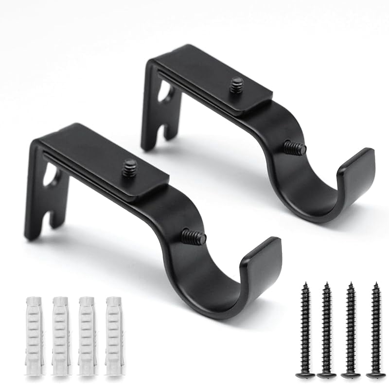 Curtain Rod Brackets Adjustable, 3 Pack Premium Rod Brackets for Wall ...