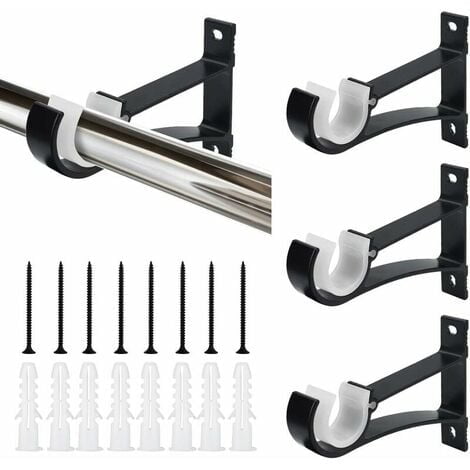 Curtain Rod Brackets Set of 4, Heavy Duty Wall Bracket, Metal Bracket ...