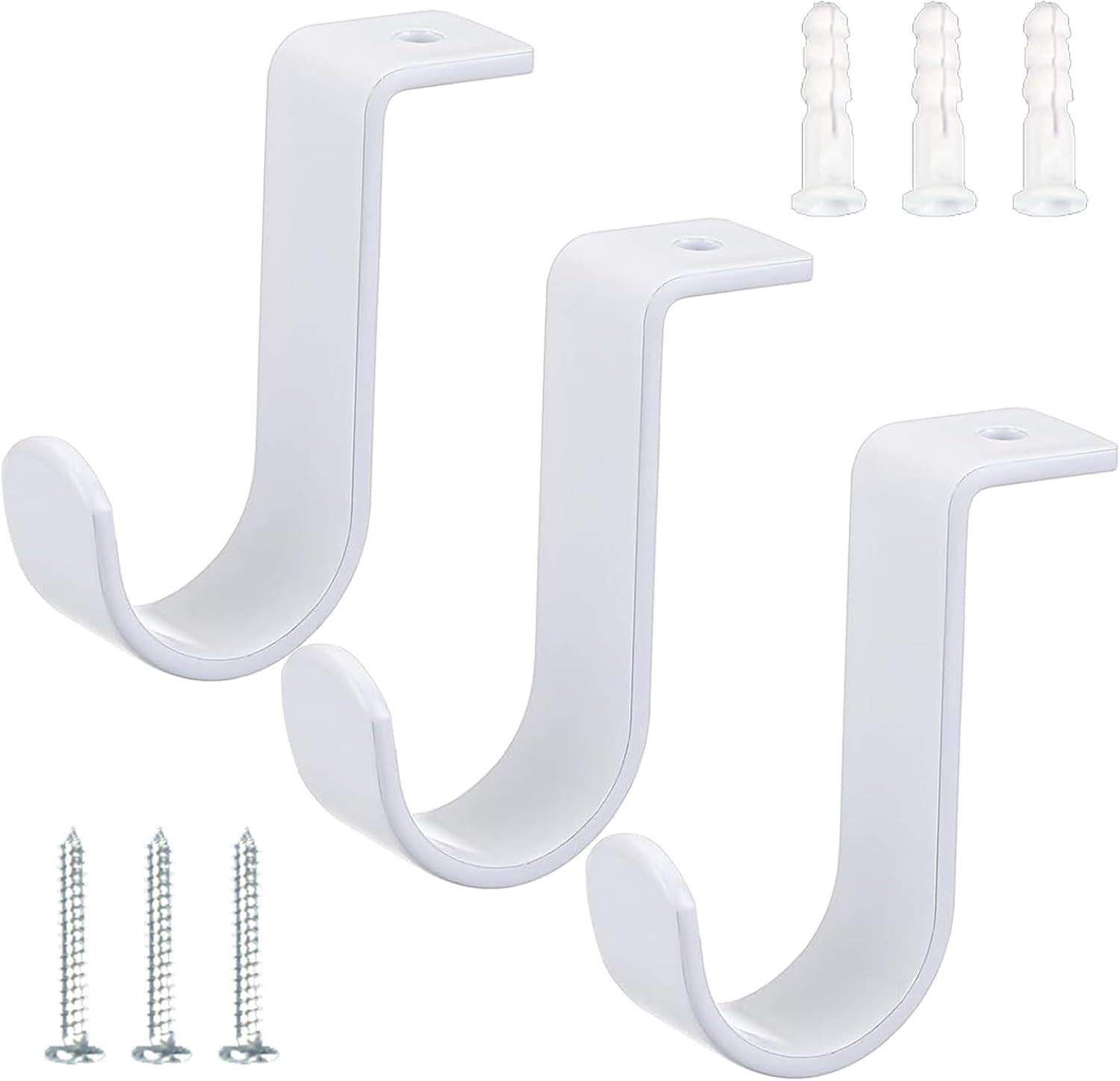 Curtain Rod Brackets for Ceiling-Mounted, Drapery Rod Holder for 1 ...