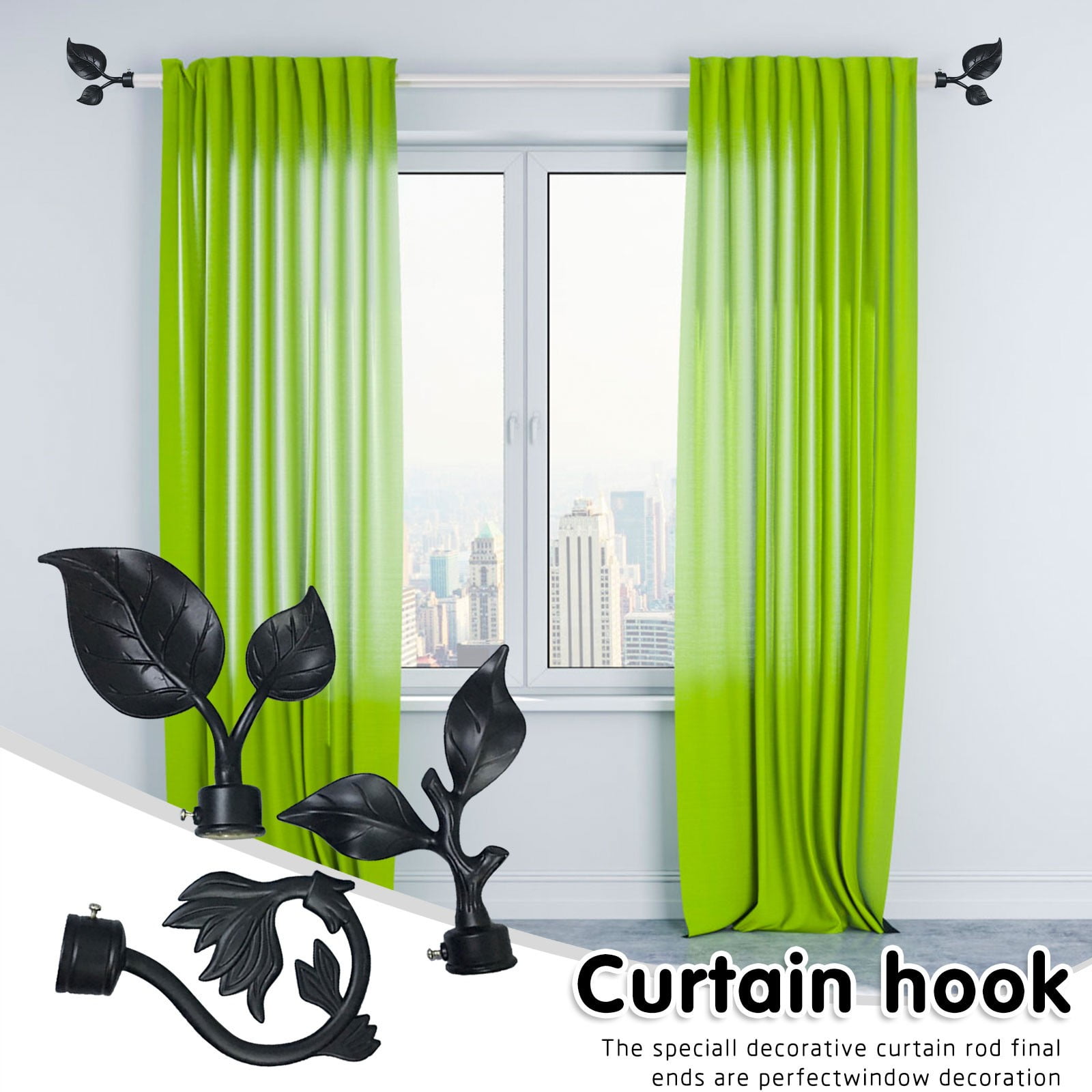 Curtain Rod Finials - Leaf Shaped Drapery Ends, Modern Craft Upgrade ...