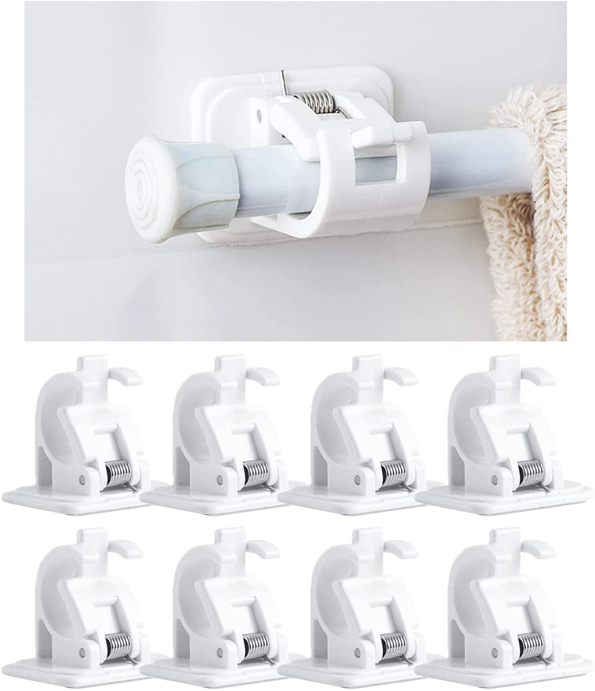 Curtain Rod Holder,8 Pcs Curtains Bracket Crossbar Hook Self Adhesive ...