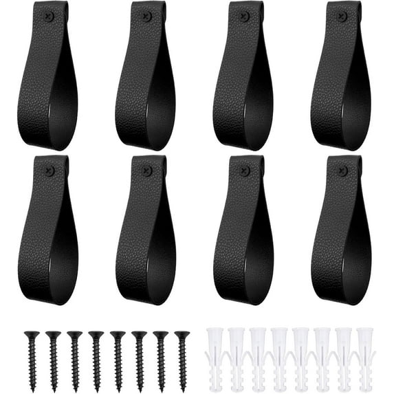 Curtain Rod Holders,Set of 8 Leather Curtain Rod Brackets with Screws ...