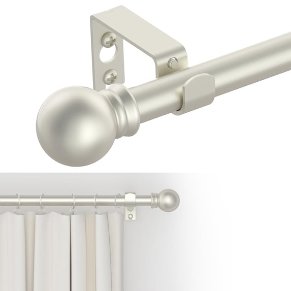 Curtain Rod Set 32-48 Inch Matte Black Heavy Duty Metal with Brackets ...