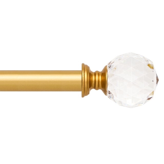 Curtain Rod clear acrylic plexiglass finials Gold Adjustable drapery ...