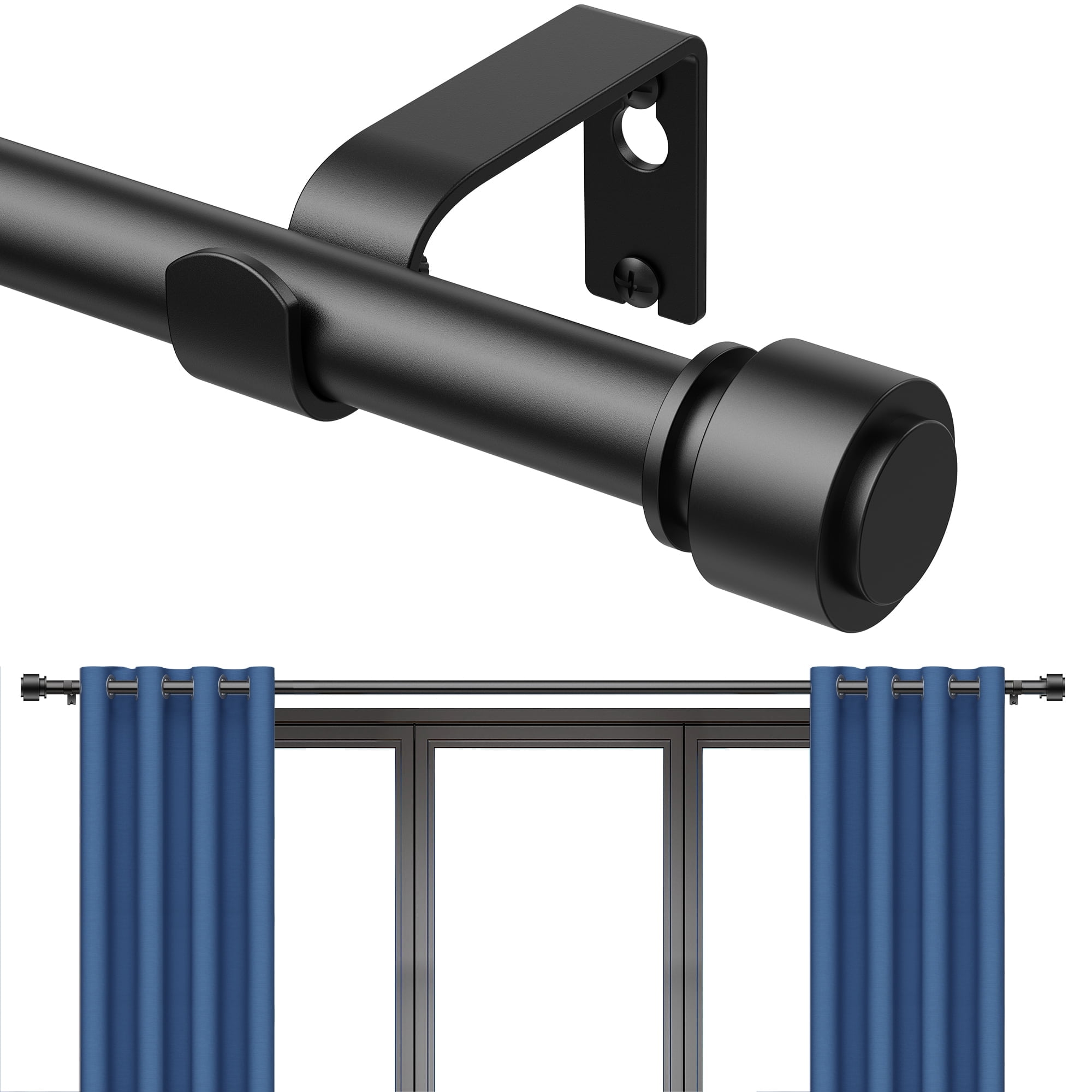 Curtain Rods 110 Inch, 118-inch Rod Adjustable Length Heavy Duty ...