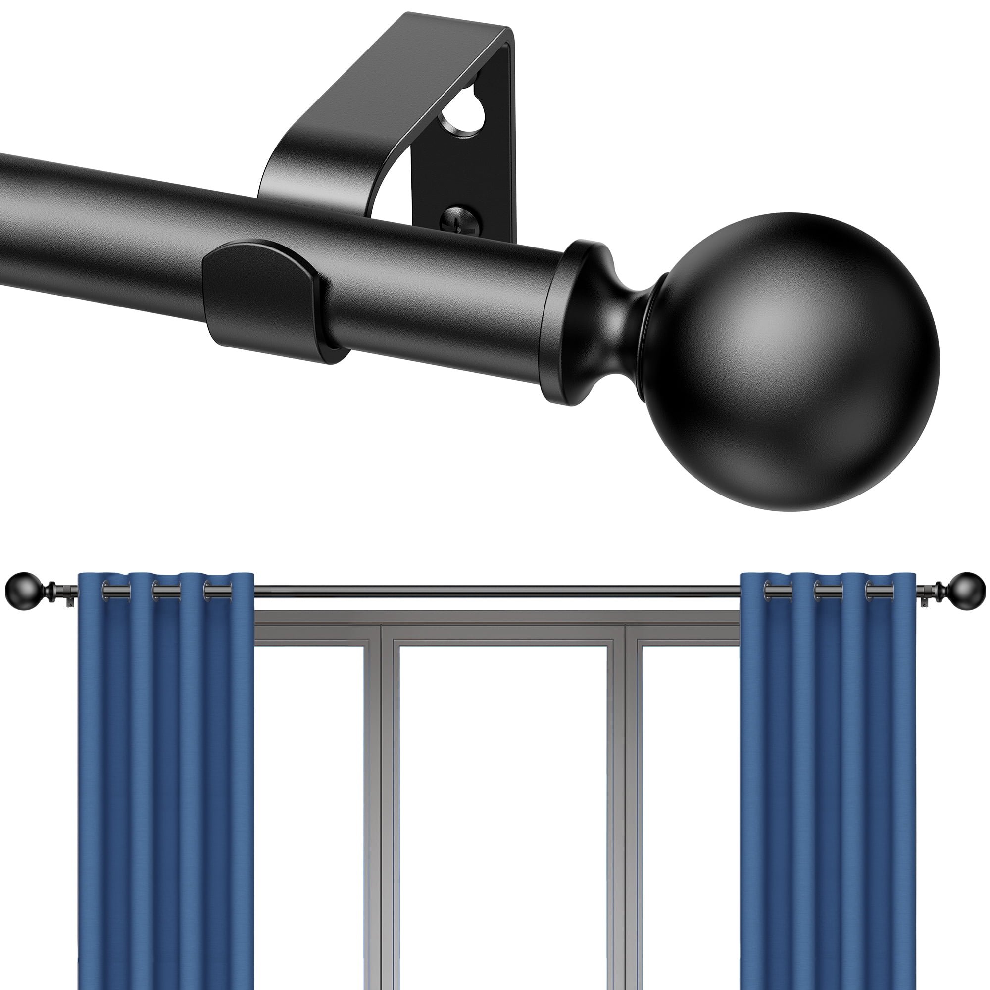 Curtain Rods 120-180 Inch, 190-inch Rod, Adjustable Length Heavy Duty ...