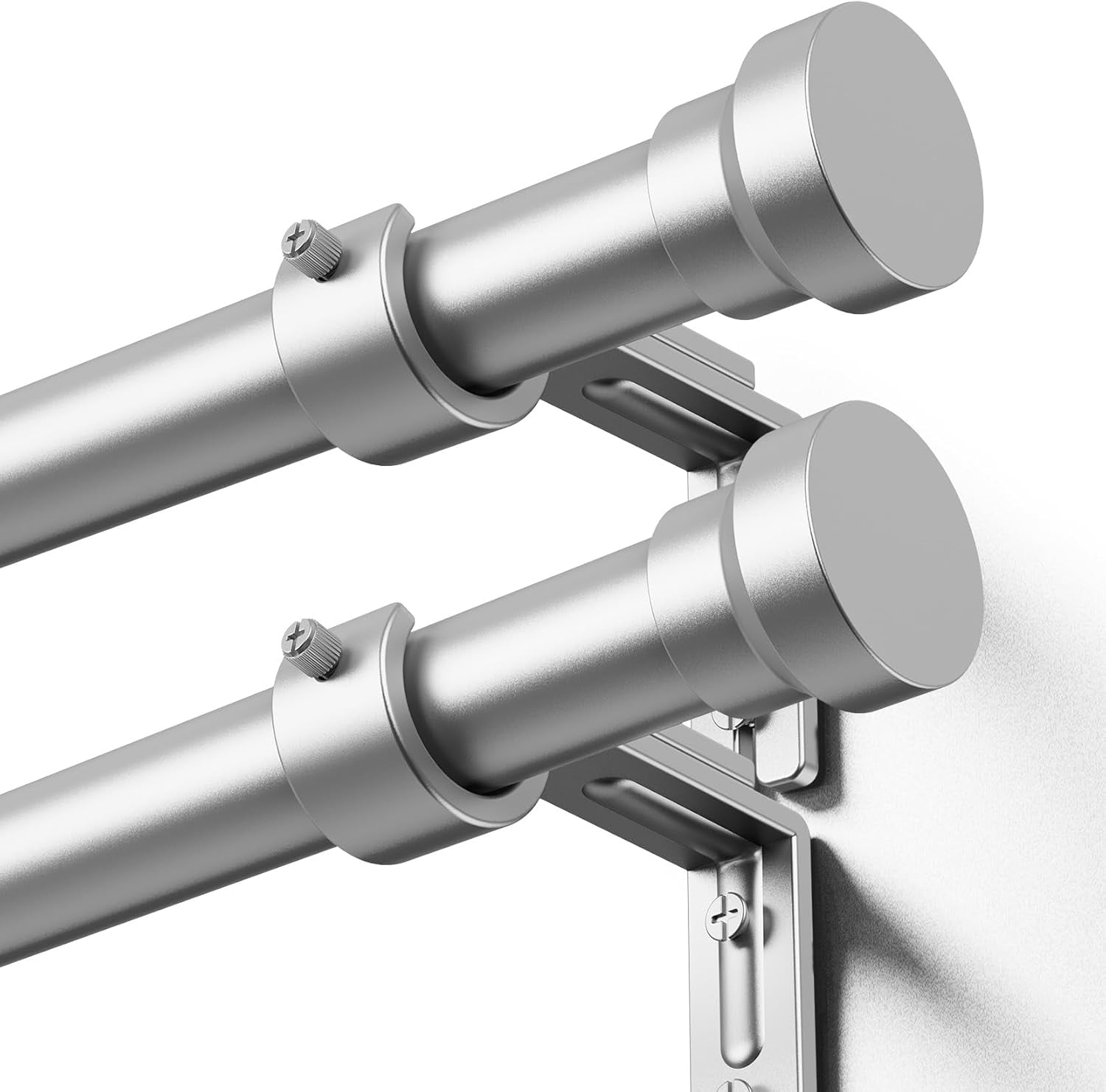 Curtain Rods 2 Pack 32-144 Inch, Heavy Duty 1 Inch Curtain Rod, Silver ...