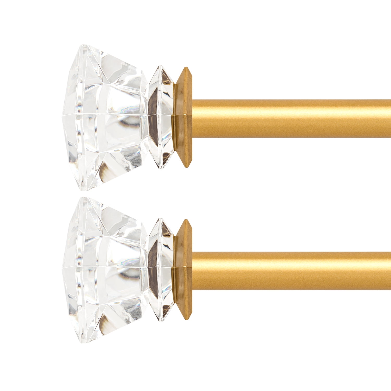 Curtain Rods 30-55" Gold Adjustable drapery rod with 60mm clear square ...