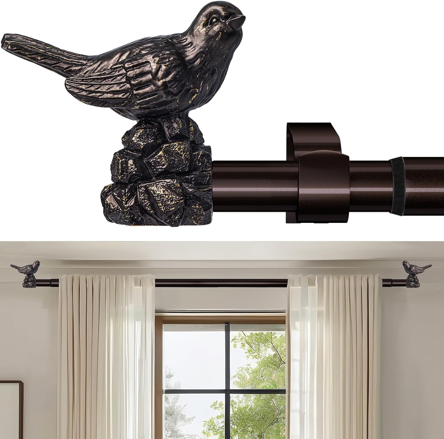 Curtain Rods 36"-120" Vintage Oil Bronze Curtain Rods for Windows ...
