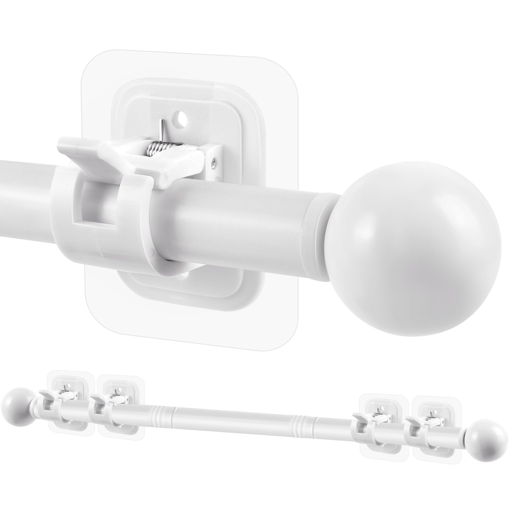 Curtain Rods No Drilling for Windows 66 to 120-128 Inch,Renter Friendly ...