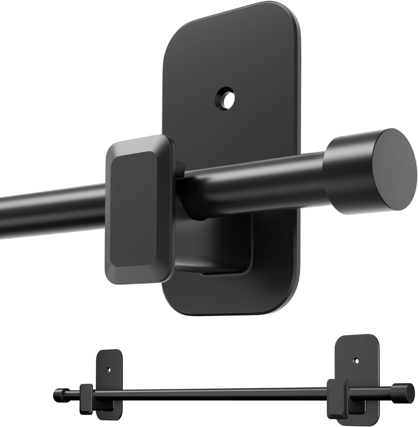 Curtain Rods No Drilling for Windows, No Drill/Adhesive Holder Black ...